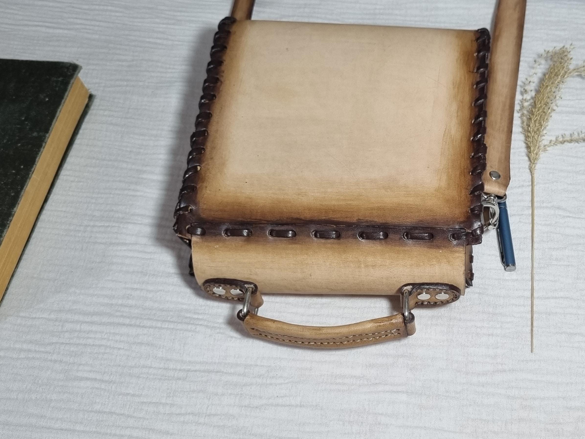 Handmade Leather Treasure Map Bag: Tooled & Burnt Unisex Satchel - Etsy