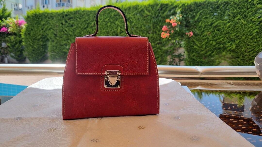 Handmade Deep Red Crazy Horse Leather Bag: Women's Everyday Carry - Etsy