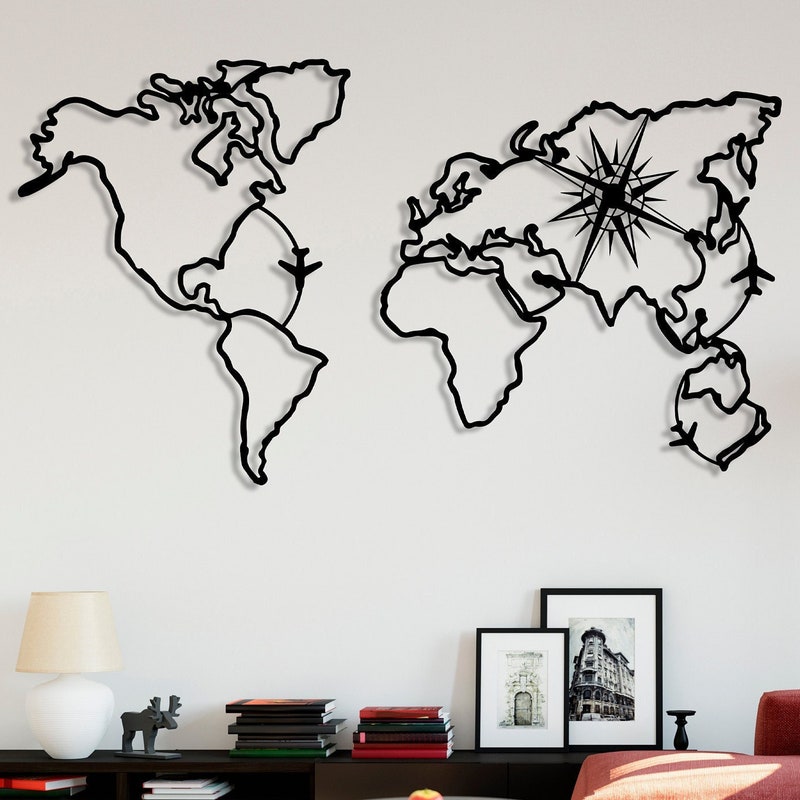 Metal World Map - Etsy