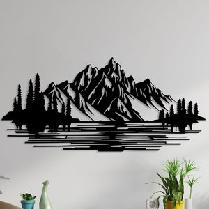Mountain Forest Metal Wall Decor, Nature and Trees Wall Art, Metal ...