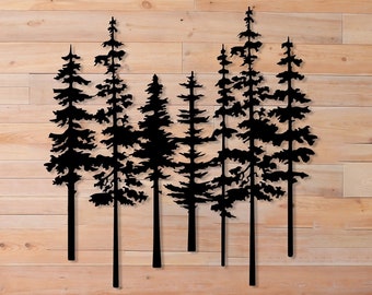 Metal Pine Tree Wall Art / Tree Wall Decor / Forest Silhouette Wall ...