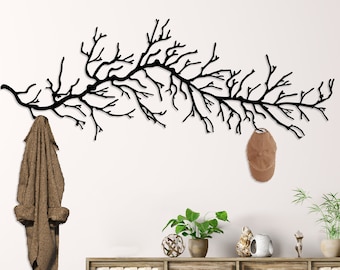 Wall Mount Tree Branch Hooks, Cast Iron Branch Hat, Coat or Jewelry ...