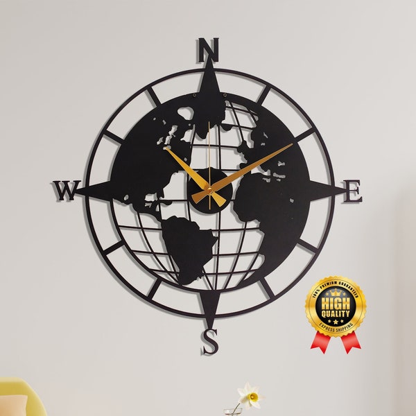 World Map Wall Clock - Etsy
