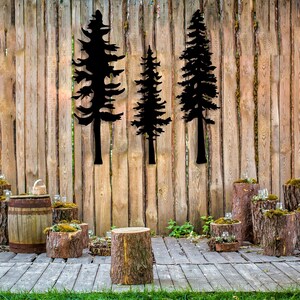 Metal Pine Tree Wall Art, Set of 3 Trees Sign, Metal Tree Wall Decor ...
