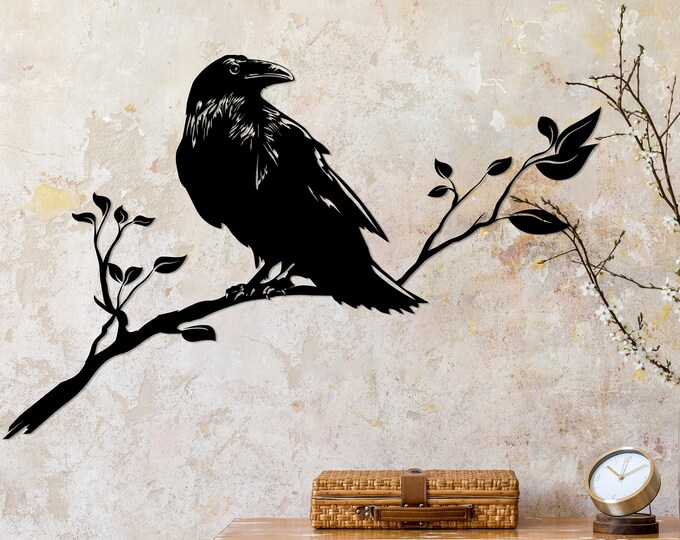 Metal Crow, Crow Yard Art, Metal Garden Decor, Metal Bird, Bird ...