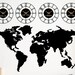 Metal World Map Clocks Wall Art, World Map Office Decor,metal Wall ...