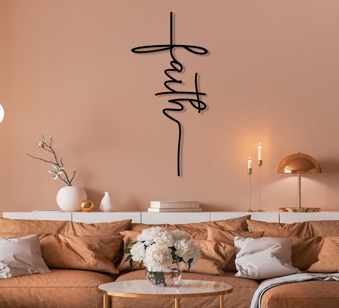 Faith Cross Metal Wall Art, Religious Jesus Wall Decor, Christian Wall ...