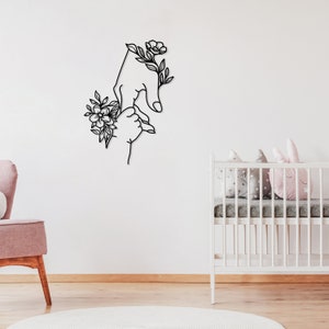 Mothers Day Metal Wall Art, Mom and Baby Metal Wall Art With Flowers ...