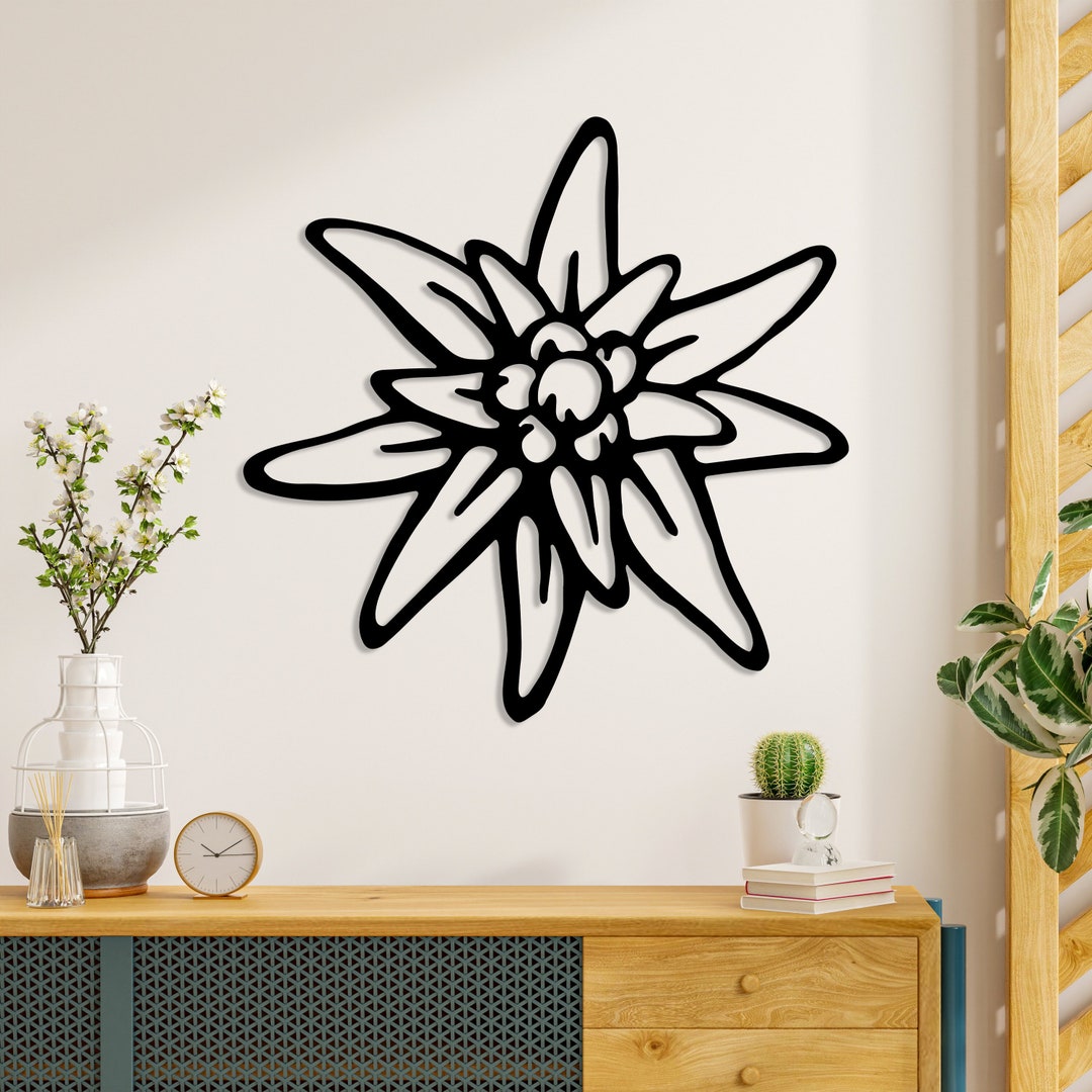 Edelweiss Metal Wall Art, Edelweiss Flower Home Decor, Floral Artwork ...