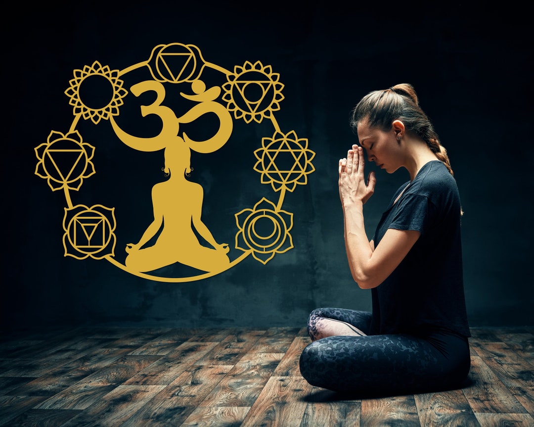 Yoga Symbol Chakra Metal Wall Decor, Zen Meditation Yoga Home Studio ...