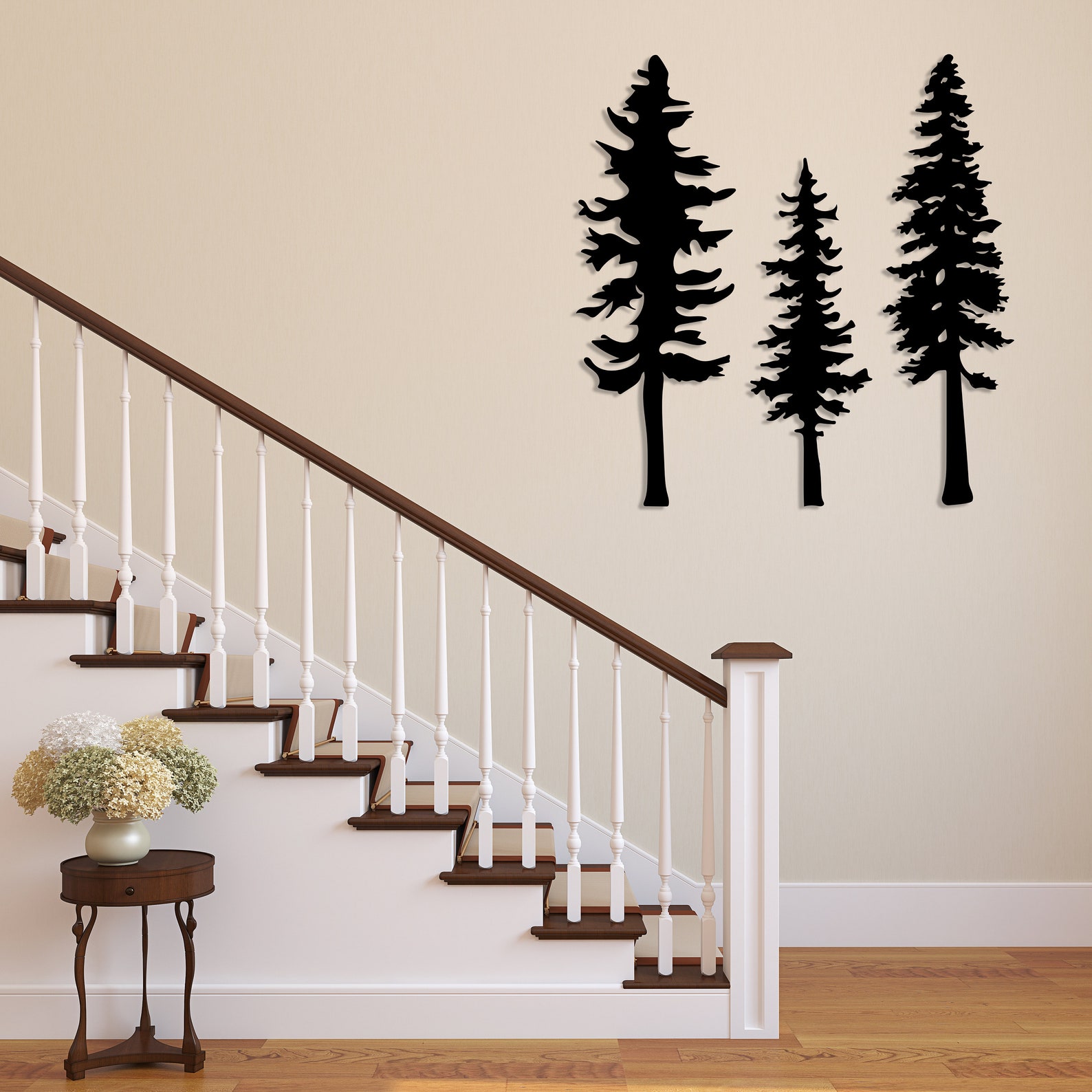 Metal Pine Tree Wall Art, Set of 3 Trees Sign, Metal Tree Wall Decor ...