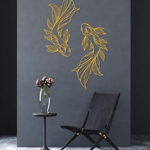 Koi Fish Metal Wall Art, School of Fish Family Interior Wall Decor ...