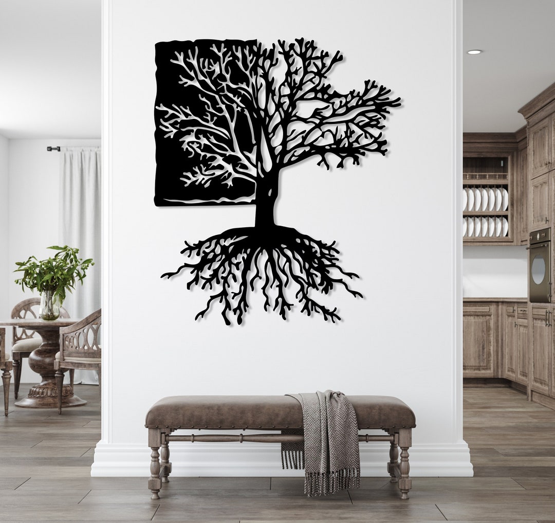 Tree of Life Metal Wall Decor, Tree Silhouette Retro Decor,modern ...