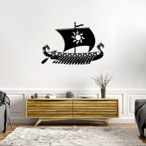 Viking Ship Wall Art, Viking Symbols Wall Decor, Gift for Viking Lovers ...