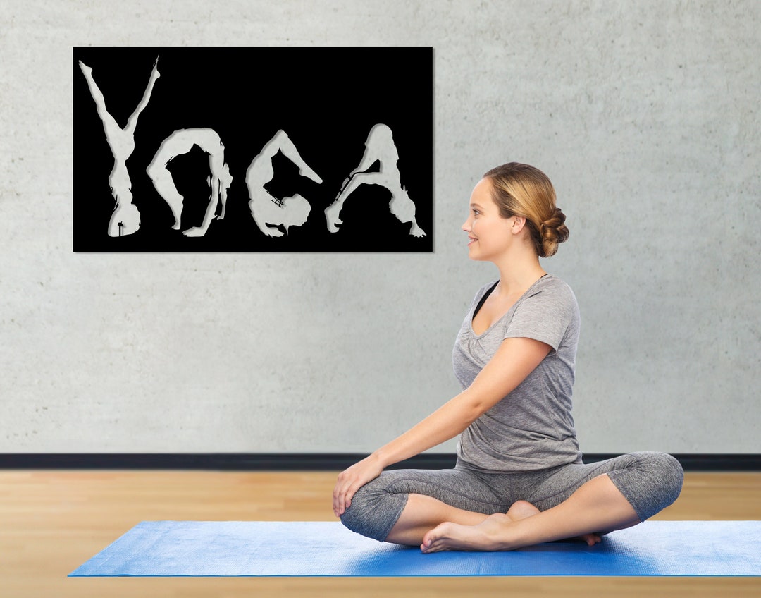Yoga Sign Metal Wall Art, Yoga Zen Extra Large Wall Decor, Yoga Studio ...