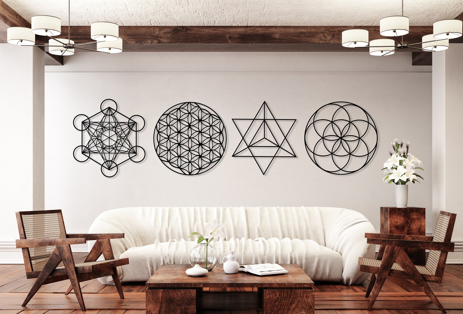 Sacred Geometry Metal Wall Art Set of 4 Home Meditation Metal - Etsy