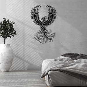 Phoenix Metal Wall Decor, Large Phoenix Wall Art, Contemporary Wall ...