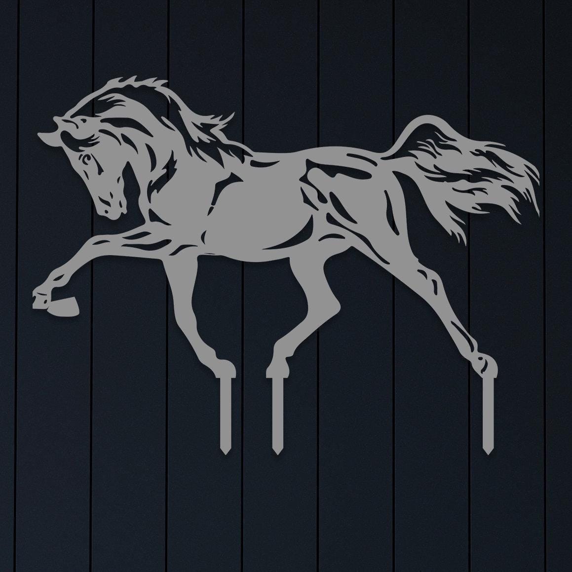 Metal Horse Garden Stake Sign, Large Garden Decor, Yard Art, Equestrian ...