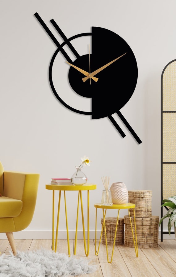 Modern Metal Wall Clock Decor Black Minimalist Large Design Clock Oversize Unique Clock Wanduhr Horloge Murale Housewarming Gift Clock Etsy