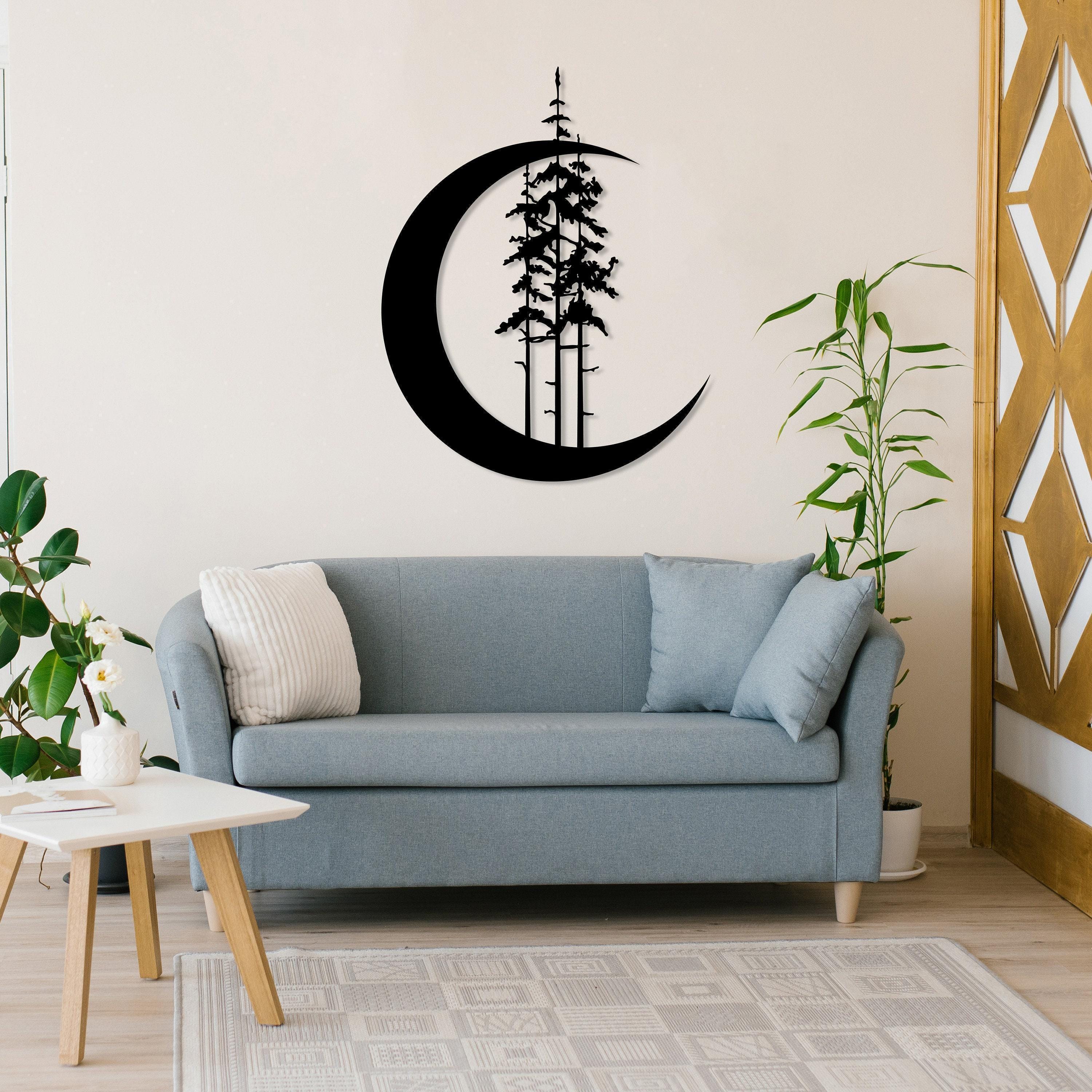 Pine Tree Crescent Moon Metal Wall Art,extra Large Farmhouse Decor ...