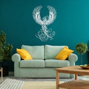 Phoenix Metal Wall Decor, Large Phoenix Wall Art, Contemporary Wall ...