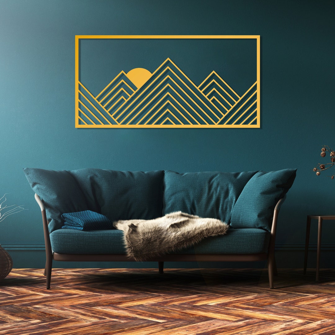 Mountain Metal Wall Art, Large Mountain Wall Decor, Mountain Range View ...