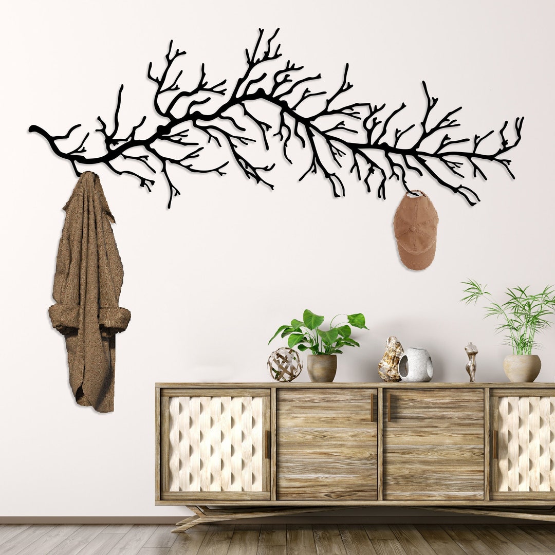 Metal Tree Wall Coat Rack, Tree Wall Hooks, Metal Entryway Decor ...