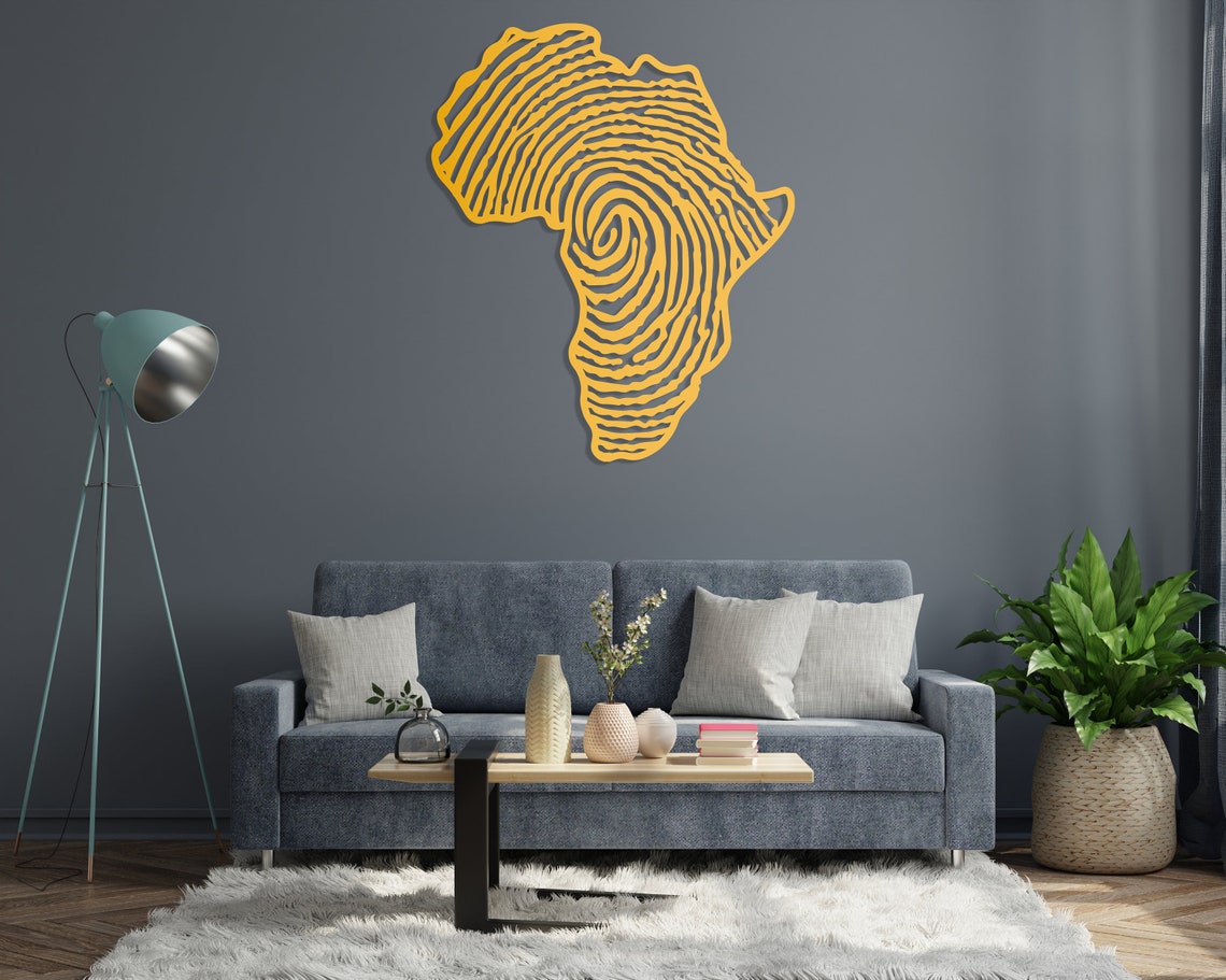 Africa Metal Wall Art Fingerprint Metal Wall Map African | Etsy