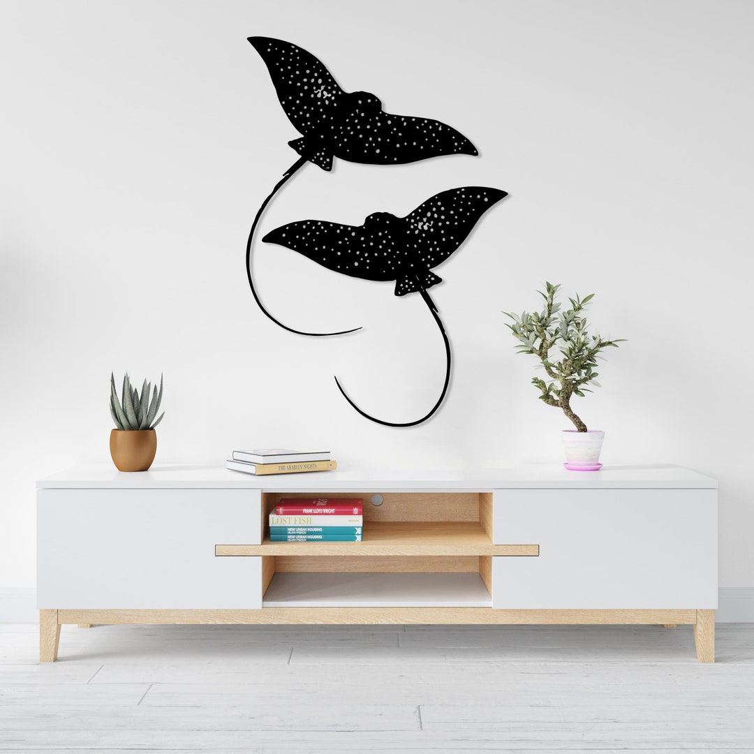Stingray Metal Wall Art Set of 2, Beach Lover Art, Stingray Fish Wall ...