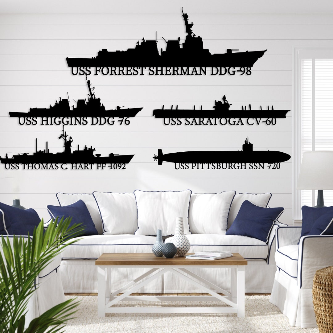 Personalized US Navy Ships Metal Wall Art, Navy Ship Decor, Navy ...