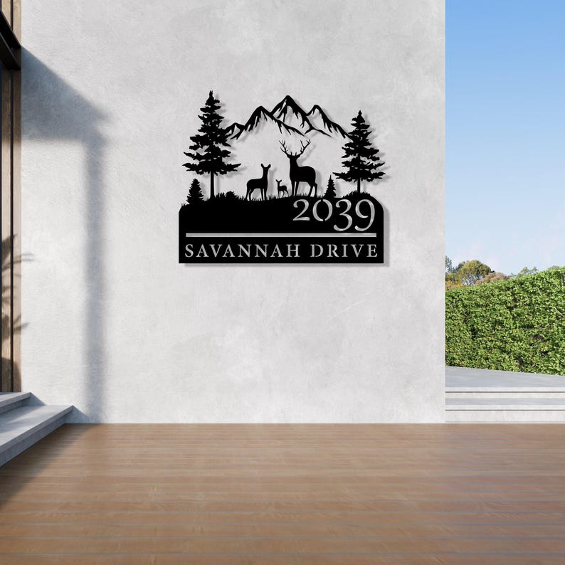 Custom Metal Address Sign, Address House Number Tree Sign,personalized ...