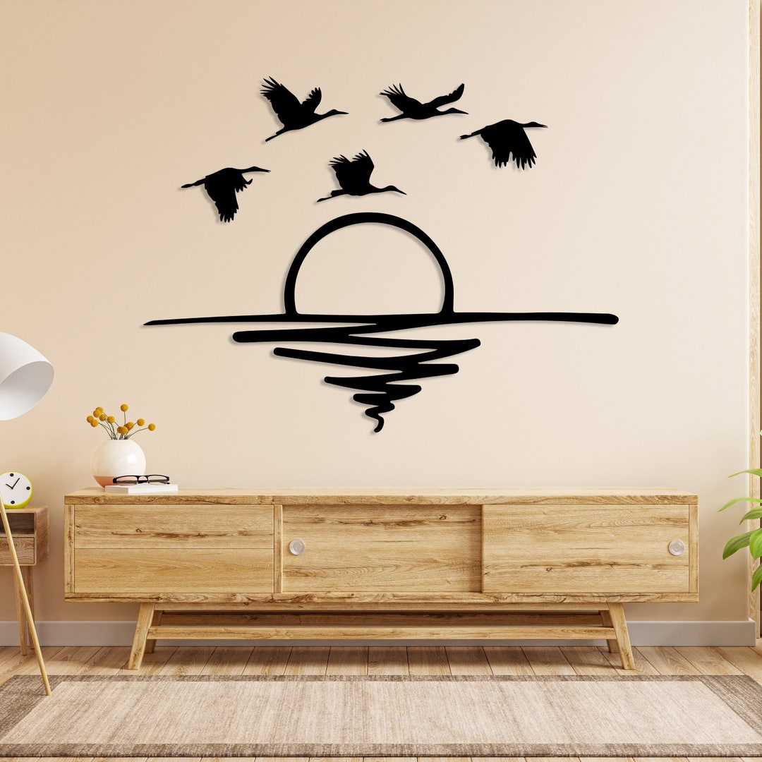 Sun Sparkle Metal Wall Decor, Sunrise Wall Art With Birds, Sun and ...