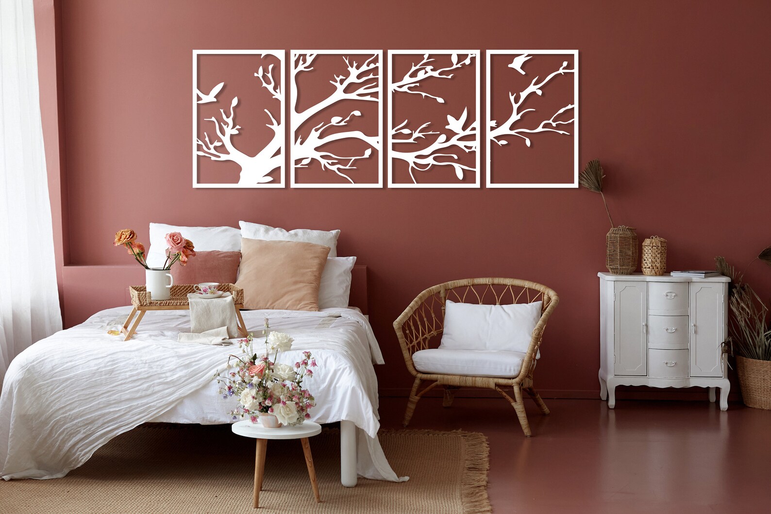 Metal Tree Wall Decor 4 Panels Tree of Life Wall Art Tree - Etsy
