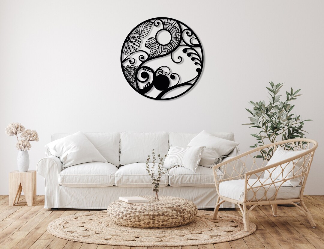 Yin Yang Metal Wall Art, Yin Yang Mandala Wall Decor, Above Bed Decor ...