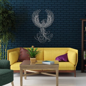 Phoenix Metal Wall Decor, Large Phoenix Wall Art, Contemporary Wall ...