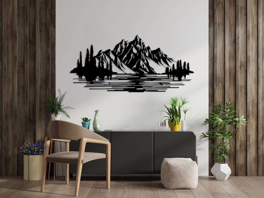 Mountain Forest Metal Wall Decor, Nature and Trees Wall Art, Metal ...