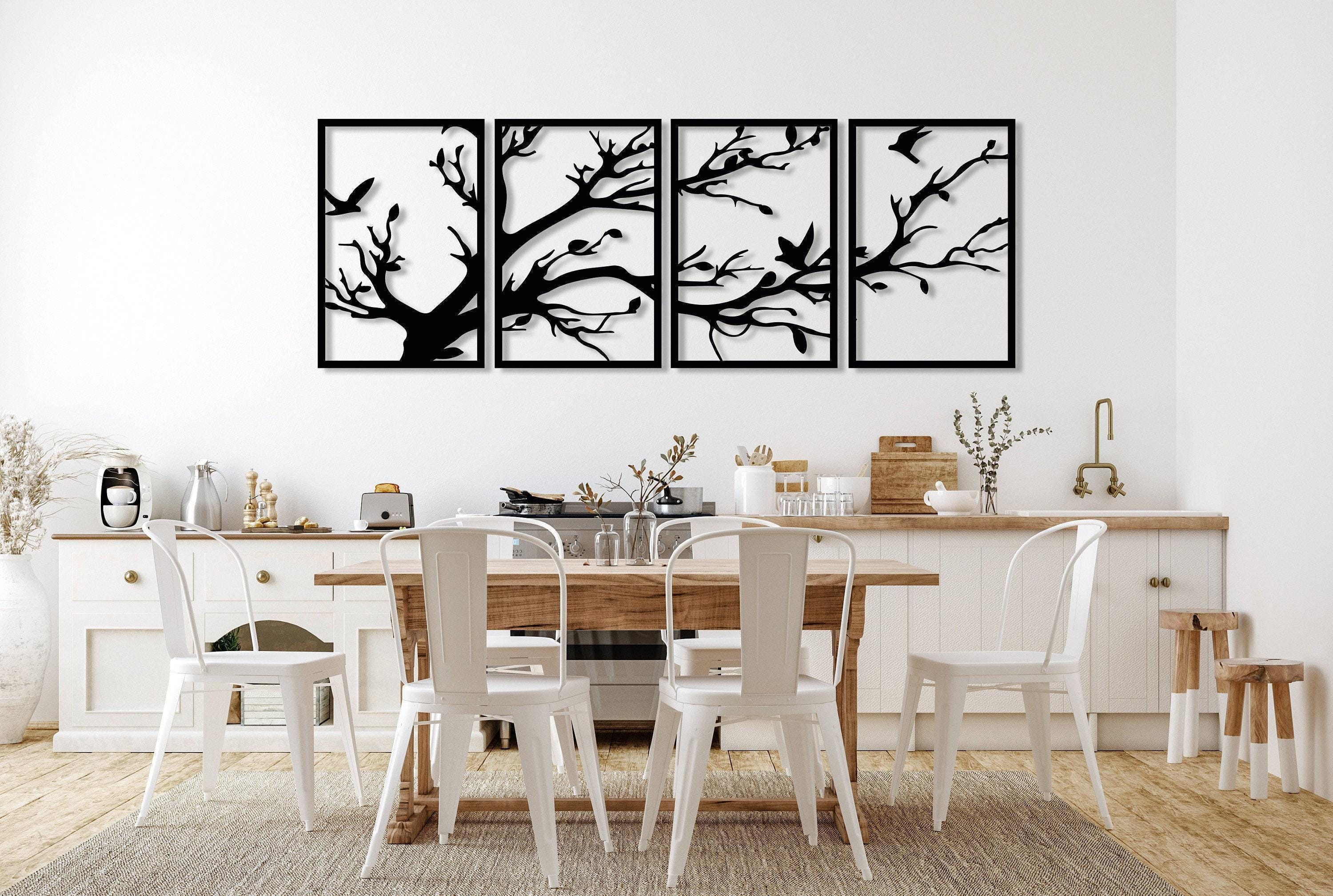 Metal Tree Wall Decor 4 Panels, Tree of Life Wall Art, Tree Wall Sign,4 ...