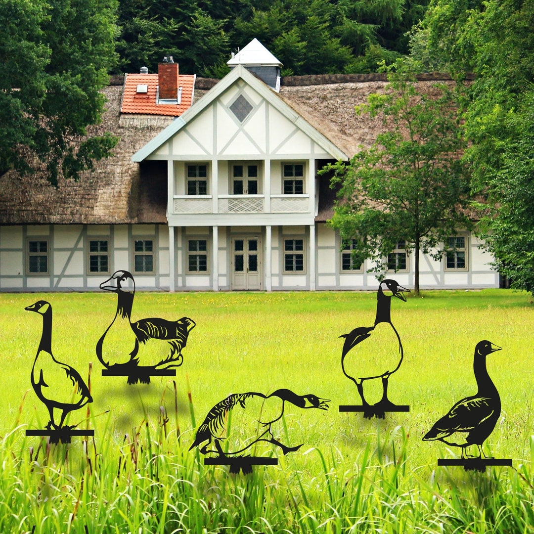 Duck Metal Garden Sign With Stake Set of 5, Yard Stakes Home Decor ...