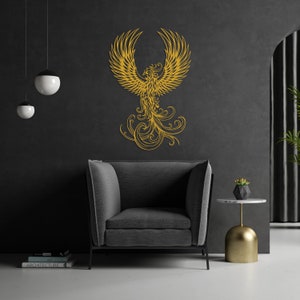 Phoenix Metal Wall Decor, Large Phoenix Wall Art, Contemporary Wall ...