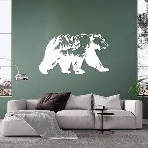 Bear Metal Wall Decor, Large Outdoor Wall Art, Bear Mountain and Nature ...