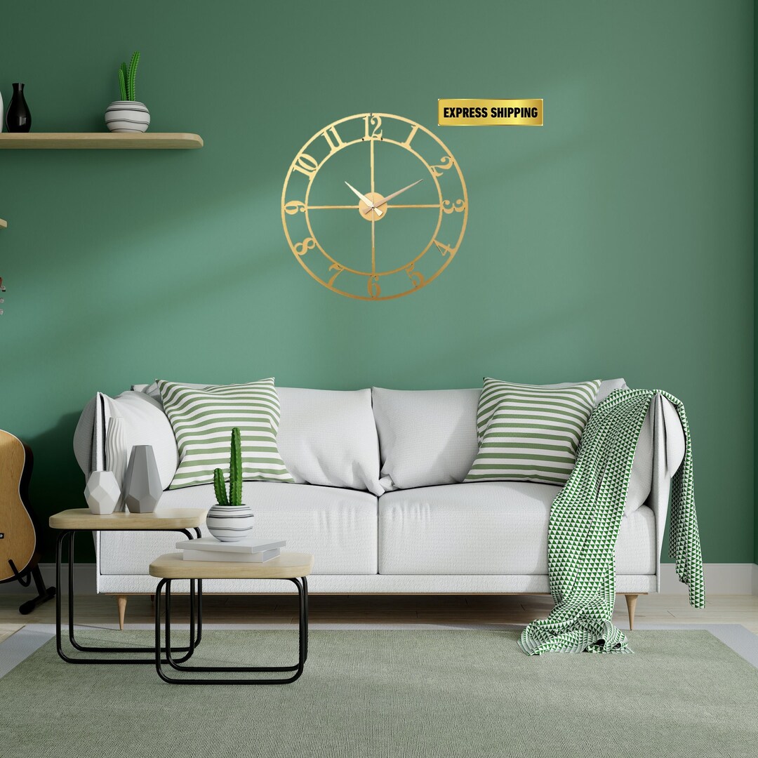 Gold Queen Metal Large Wall Clock Modern Gold Silent Wall Clock ...