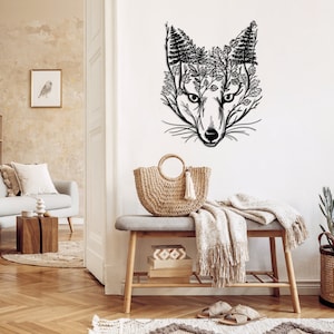Fox Tree Metal Wall Art, Metal Fox Decor, Fox Wall Hanging, Living Room ...