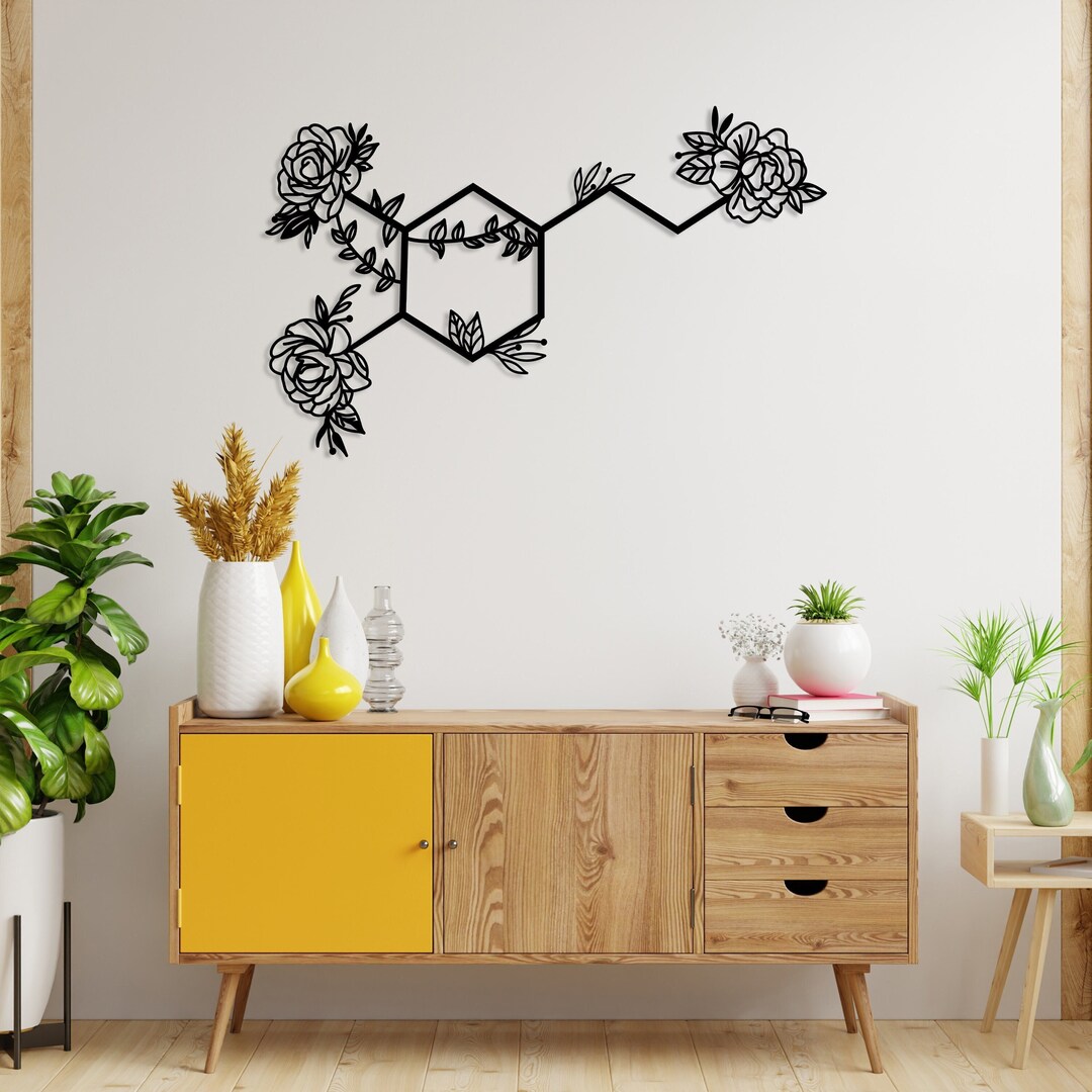 Dopamine Molecule Metal Wall Art, Dopamine Happiness Symbol Wall Sign ...