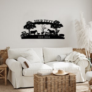 Custom Metal Farm Sign, Large Metal Ranch Sign With Horse, Metal Barn ...