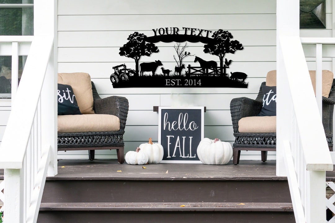 Custom Metal Farm Sign, Large Metal Ranch Sign With Horse, Metal Barn ...