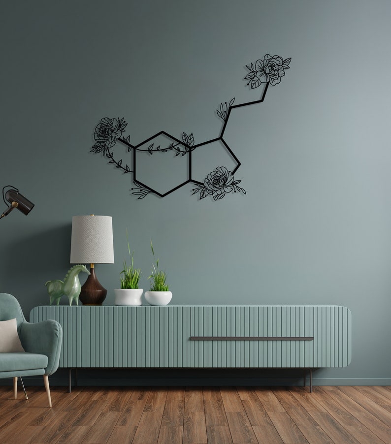 Serotonin Metal Wall Art flowered Serotonin Moleculesymbol - Etsy