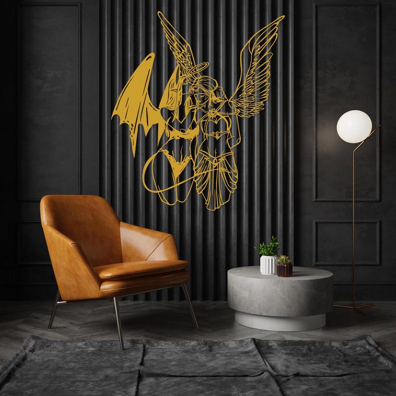 Angel and Devil Metal Wall Art, Angel and Devil Lover Gift, Above Bed ...