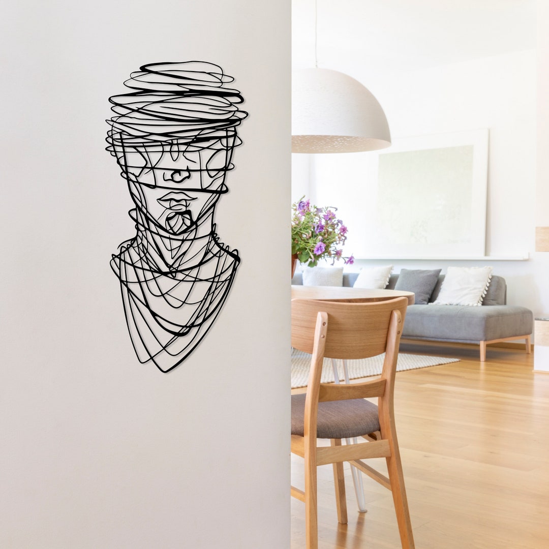 Abstract Modern Face Decor, Metal Home Wall Decor, Minimalist Portre ...