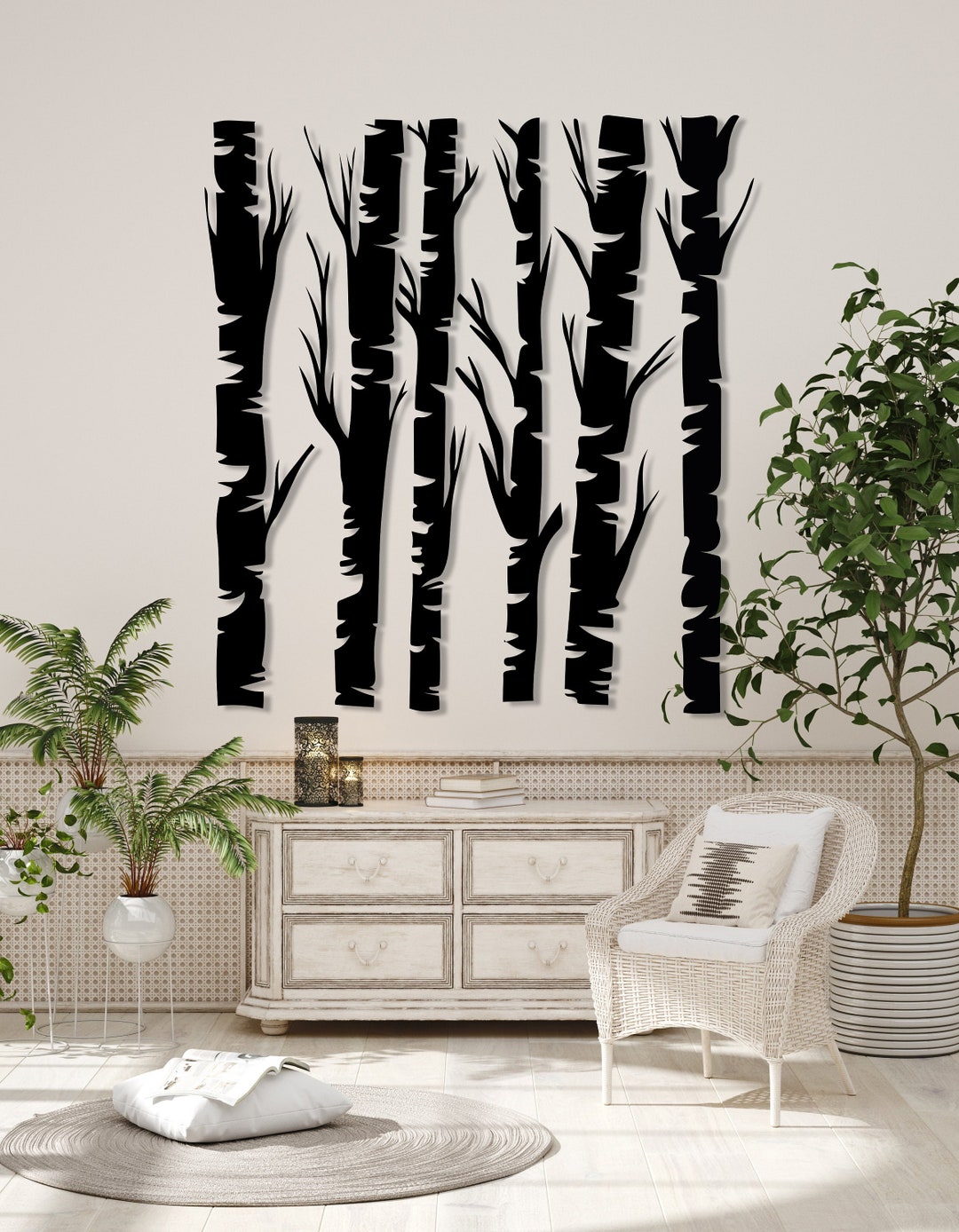Metal Tree Wall Art Set of 6, Tree Wall Sign, Branch Wall Decor, Large ...