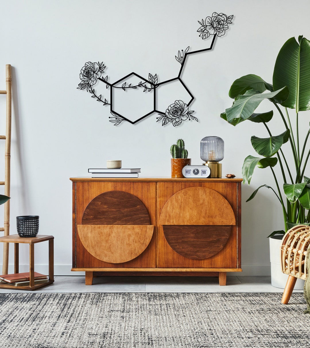 Serotonin Metal Wall Art ,flowered Serotonin Molecule,symbol of ...